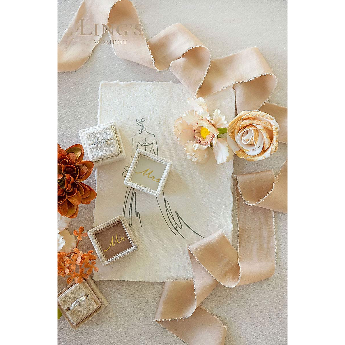 Ling's Moment Handmade Fringe Chiffon Silk-Like Ribbon Smooth Ribbon Ombre Colors Chart, Cozy Terracotta