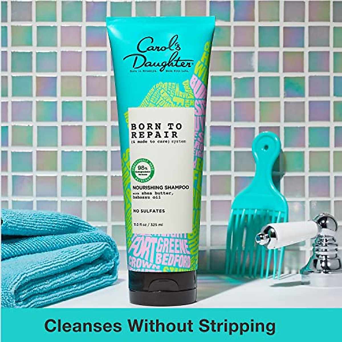 Carol's Daughter Born To Repair Nourishing Shampoo, Sulfate-Free Hair Care for Curly Hair with Shea Butter, 11 Fl Oz