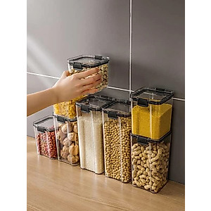 TfSH 1 Set of 4 (S, M, L, XL size) Clear Food Storage Box, Food Storage Container With Lid, Clear Plastic Kitchen And Pantry Organization Container