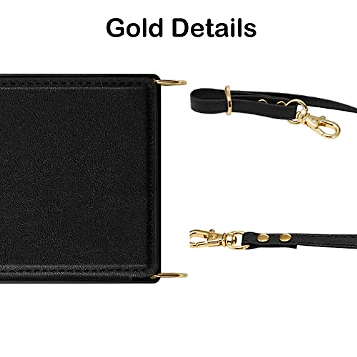 DEFBSC Compatible with iPhone 14 Case, Crossbody Wallet Case, Adjustable Detachable Lanyard Neck Strap with Kickstand Leather Card Holder Protective Cover for iPhone 14 6.1"-Black