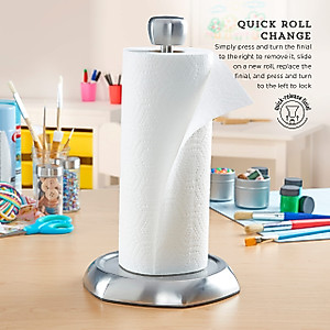 Kamenstein Hexagon Base Perfect Tear, Stainless Steel Countertop Paper Towel Holder, One Handed Pull, No Unraveling, Weighted Base Prevents Tipping, 14 Inch