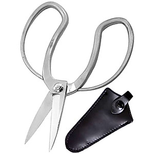 KAKURI Okubo Shears 7.8" (200 mm) Bonsai Scissors Long Blade, Flower Arranging Scissors, Japanese Stainless Steel, Silver, Made in JAPAN