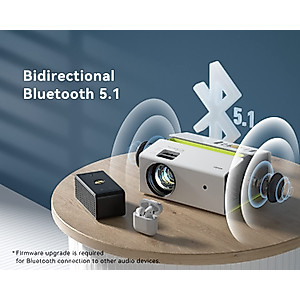 Emotn C1 Mini WiFi Projector, 1080P Supported Portable Projector, 8500Lux Bluetooth 5.1 200" Movie Projector with HiFi Speaker, 50000H Lamp Life, Compatible with Smartphone/TV Stick/HDMI/USB/VGA/PS4