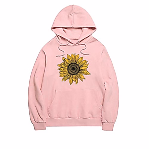 JDHUFEI Womens Hoodies Fashion Long Sleeve Pullover Drawstring Shirts Loose Fit Hooded Sweatshirts Fall Clothes with Pockets