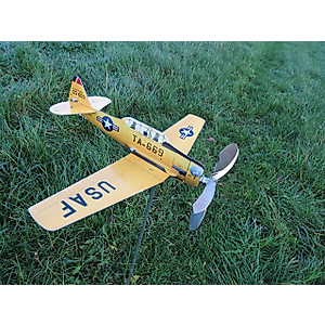 at-6 Airplane Windwheel; Propeller Turns When Windy; Stainless Steel; Garden Decoration