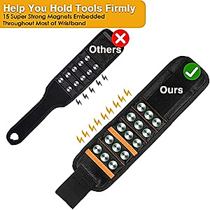 Magnetic Wristband - Cool Gadgets Gifts for Men Dad Him Boyfriend Husband - Tool Belts with 15 Strong Magnets for Holding Screws Nails Wrenches Drill Bits