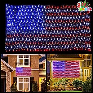 Joiedomi 2Pack LED American Flag Net Lights US Flag String Light Waterproof for Christmas, Holiday, Independence Day, Memorial Day, July 4th, National Day, Decoration, Garden, Yard, Indoor Outdoor
