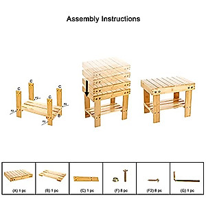 Lawei Bamboo Step Stool, Bamboo Foot Rest Stool Bamboo Shower Bench Stool with Storage Shelf for Kids Children Adult, Works in Bathroom Living Room Bedroom Garden