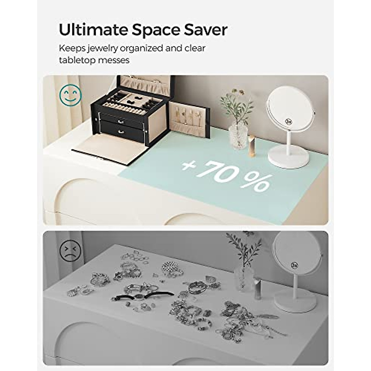 SONGMICS Jewelry Box 3 Layers, Jewelry Organizer with 2 Drawers, Jewelry Case with Portable Travel Case, with Handle, Lockable, Jewelry Storage, Gift for Loved ones, Black UJBC121B