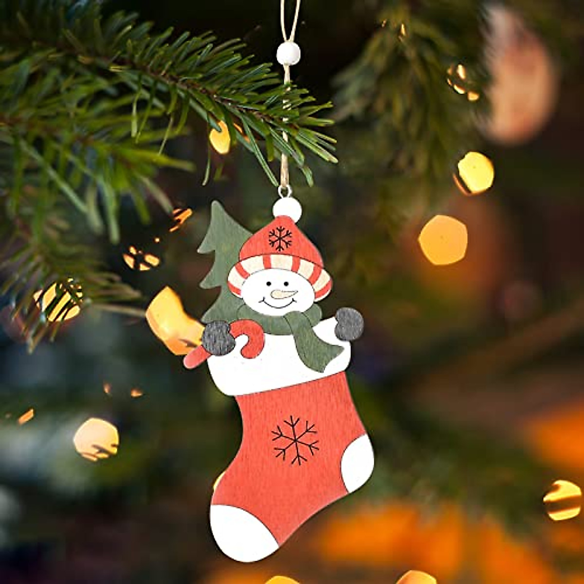 QAZIUY Christmas Ornaments Set Holiday Xmas Christmas Tree Ornament Decorations Merry Christmas Sign Wooden Hanging Xmas Festive Sign Pendant Christmas Tree Hanging Ornament for Wreaths Home Decor