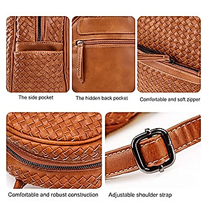 SHOMICO Women Woven Backpack Purse Trendy Stylish Casual Day back Handbag (small camel woven)