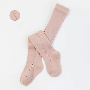 Taous Assam Baby Girls Tights Knit Lace Mesh Breathable Stockings Toddler Pantyhose Infant Leggings Beige/Pink/Kakhi Size 12-24 Months