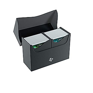 Gamegenic Double Deck Holder 160+ Casual Deck Box | Double-Sleeved Card Storage with Two Removable Deck Holders | Innovative Cobra Neck Technology | Holds up to 160 Cards | Black Color | Made