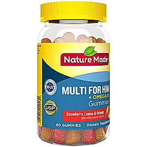 Nature Made Multivitamin for Him with Omega-3, Mens Multivitamins for Daily Nutritional Support, Multivitamin for Men, 80 Gummy Vitamins and Minerals, 40 Day Supply