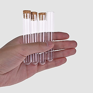 Faburo 30pcs Clear Plastic Test Tubes with Cork Stoppers, 16x100mm 10ml Small Plastic Bottles with Corks, Good Seal for Candy Storage, Bath Salt, Scientific Experiments and Plant Propagation