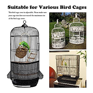 ZOCONE 2 PCS Adjustable Bird Cage Net Cover, Bird Seed Guards & Catchers, Starry Stretchy Adjustable Drawstring Bird Cage Mesh Net Cover, Round Square Birdcage Skirt (Black)
