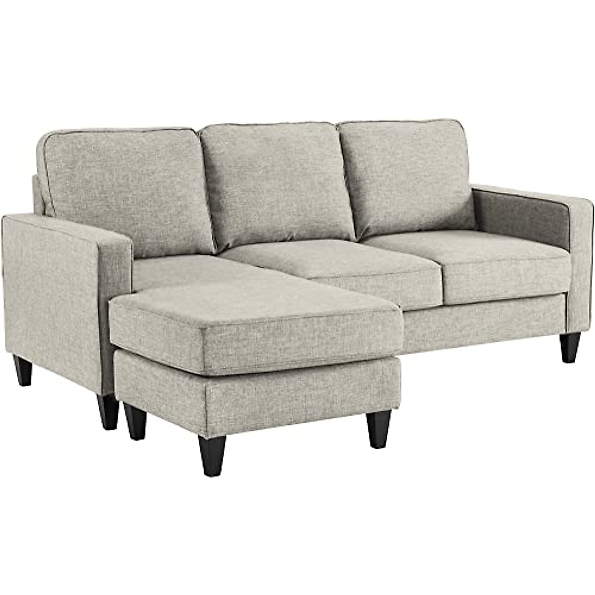 Serta Harmon Reversible Sectional Sofa, Modern L-Shaped Couch for Small Spaces, Soft Fabric Upholstery, Square Arm, Light Gray