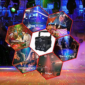 Laser Lights for Party - Laser Light Show Projector for Christmas Halloween, Disco Ball DJ Lights, Sound Activated Strobe Light Background Party Light Decor Glow Party Supplies