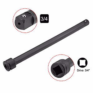 uxcell 3/4" Drive by 16" Impact Extension Bar for Use with Air Impact Wrenches, Breaker Bars, Ratchets, CR-MO Steel