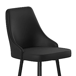 Flash Furniture Shelly Set of 2 Commercial Bar Height Bar Stools - Black LeatherSoft Upholstery - Black Metal Frames - 30" High - Chrome Feet and Footrests