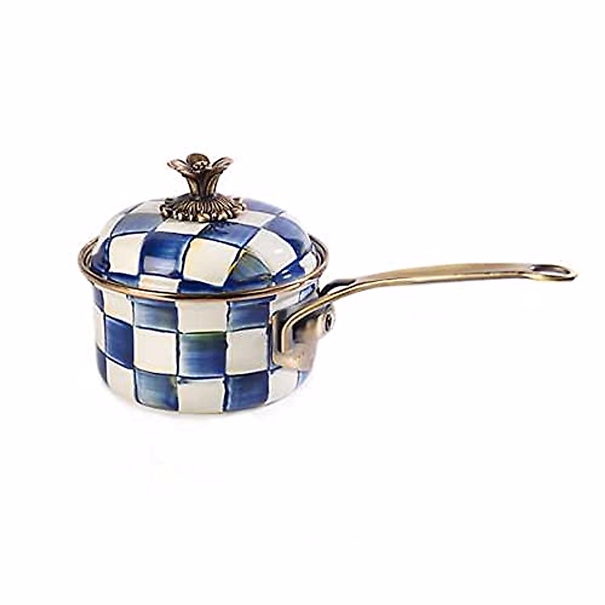 MacKenzie-Childs Royal Check Enamel 1 Quart Sauce Pan