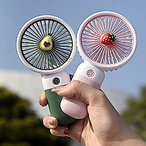 Tuelaly Cute Mini Fan Kawaiis Hand Fan Portable Desk Fan Rechargeable Summer Fruit Phone Rack for Women Girls Dorm Strawberry