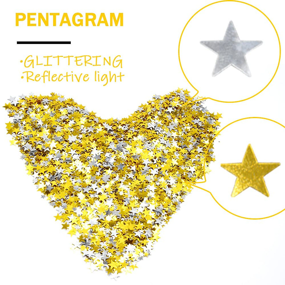 Ruidee 60g Star Confetti Metallic Foil Stars Table Confetti Metallic Foil Stars Sequin for Halloween Birthday Wedding Festival Party DIY(Gold/Silver)