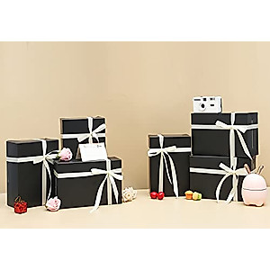 12Pack Black Gift Boxes,Gift Boxes with Lids 9.5x6.6x4 Inches,Gift Boxes Bulk with Ribbon,Bridesmaid Proposal Box for Presents Kraft Paper Gift Boxes for Packaging,Wedding,Christmas,Halloween,Party
