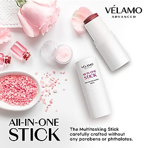 VELAMO ADVANCED Multifunctional Lip & Cheek Makeup Sticks for Mature Skin - Revitalizing Beauty, Age-Defying Charm - Cream Blush Stick for Radiant Cheeks & Luscious Lips
