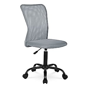 Mesh Breathable Home Office Chair Mid Back Mesh Desk Chair Ergonomic Adjustable Chair with Lumbar Support Armless Modern Rolling Swivel Chair for Women&Men Adults（Grey）