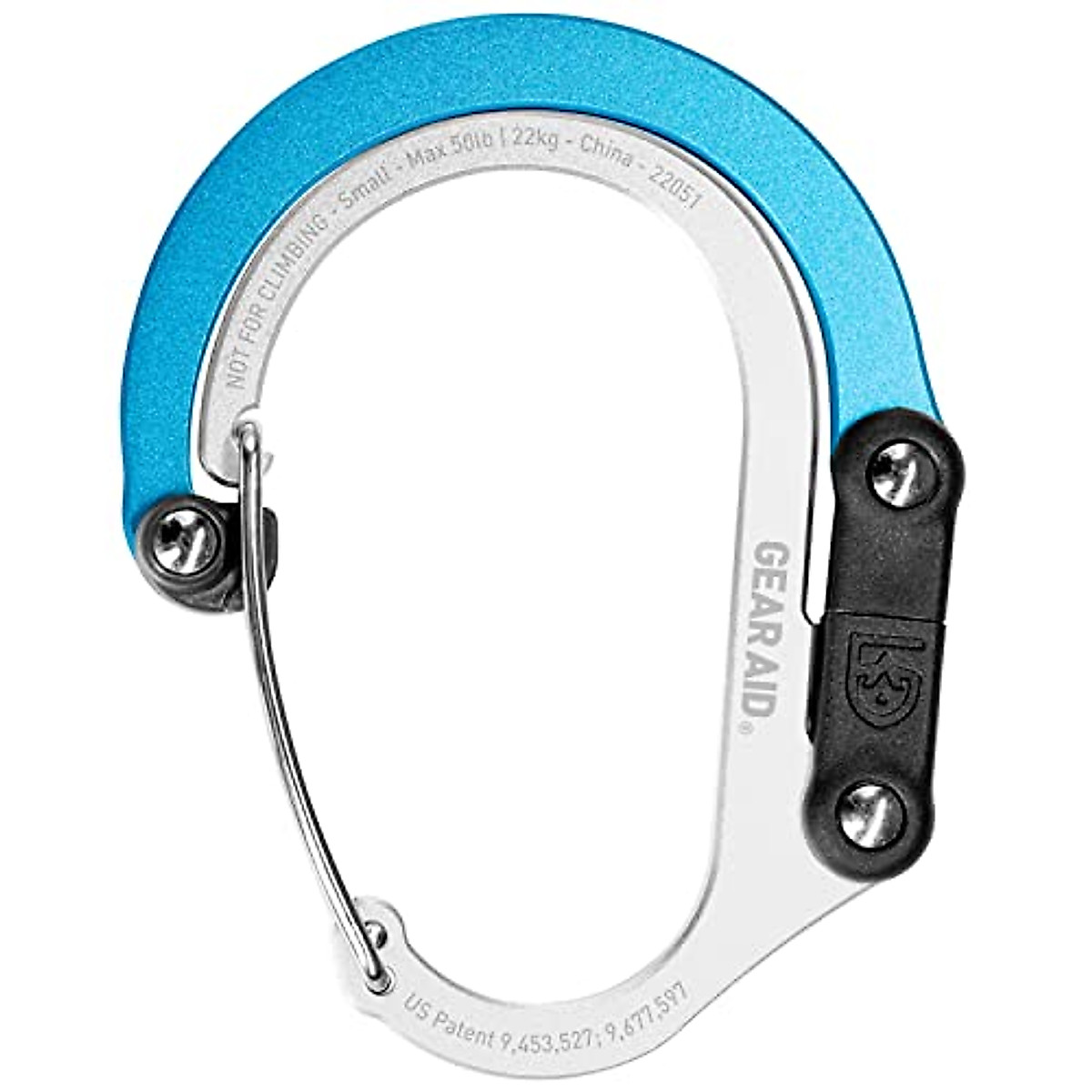 GEAR AID HEROCLIP Carabiner Clip and Hook (Small) For Purse, Stroller, and Backpack, Blue Steel