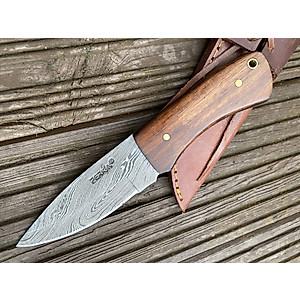 Perkin Hunting knife with Sheath Damascus Steel full tang BT11