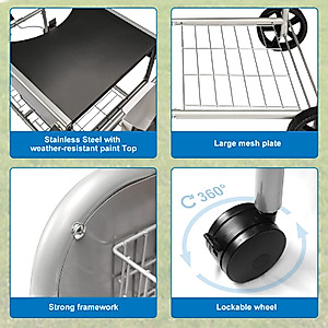 Grill Table for Weber 22" &18" Original Kettle, for Weber Grill Table, Stand Cart for JumboJoe Master-Touch Charcoal Outdoor Prep Performer Charcoal Accessories for Outside