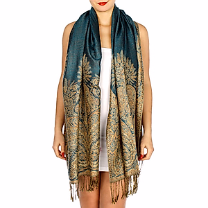 SERENITA Pashmina Scarf for Women Large Cashmere feel Big Paisley Rave Shawl Wraps, Soft Scarves Travel Accessories