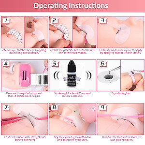 SZCY LLC Lash Eyelash Extension Kit, 234 Pieces Lash Extension Kit with Mannequin Head, Lash Extension Practice Kit Lash Extension Supplies for Practice Eye Lash