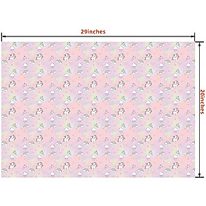 PlandRichW Unicorn Wrapping Paper Folded for Girls, Barbie, Women Birthday 4 Princess Pink Designs of Rainbow, Fairy Wand, Diamond, for Holidays Baby Shower 12 Sheets 20 × 29 Inches