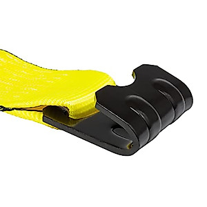 Mytee Products (10 Pack) Winch Straps 4" x 30' Yellow Heavy Duty Tie Down w/ 3.25" Narrow Flat Hook WLL# 5400 lbs | 4 Inch Cargo Control for Flatbed Truck Utility Trailer