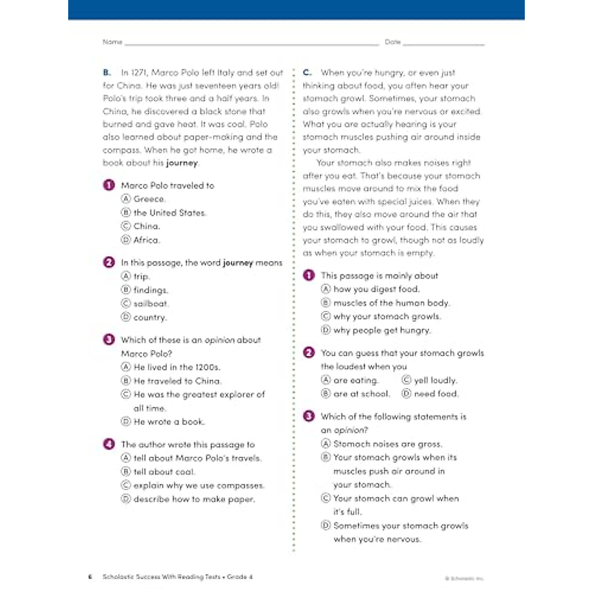 Scholastic Success with Reading Tests Grade 4 Workbook