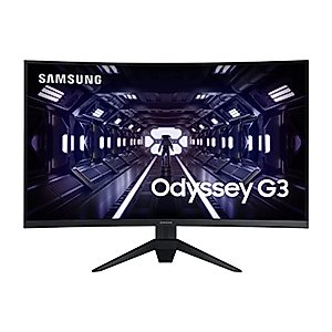 SAMSUNG 32" FHD 1080p Odyssey G3 Ultrawide Gaming Monitor, 1500R Curved Display, 165Hz, 5ms, AMD FreeSync Premium, Borderless Design, Eye Saver Mode, Black (LC32G35TFQNXZA)