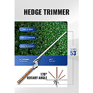 SUNSEEKER 16" Hedge Trimmer Attachment Universal, Dual Action Articulating,Heavy Duty Steel Material, 12 Angle Positon