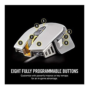 Corsair M65 RGB Elite - FPS Gaming Mouse - 18,000 DPI Optical Sensor - Adjustable DPI Sniper Button - Tunable Weights - White