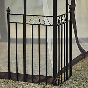 Patio Outdoor Gazebo 13x9.7 Iron Metal Frame with Mosquito Netting, Double Roof Canopy Tent Suitable for Backyard, Poolside, Garden, Lawn and Deck, Khaki