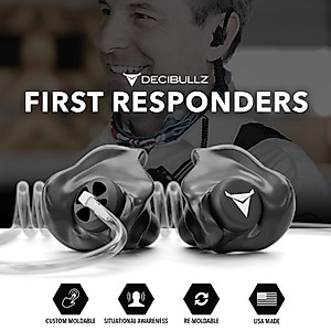 Decibullz - Custom Molded Security Radio Adapters, Thermo-Fit Earpieces Designed for Clear Acoustic Tube Radios (Awareness)