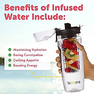 Fruit Infuser Water Bottle - 32 oz Large, Leakproof Plastic Fruit Infusion Water Bottle for Gym, Camping, and Travel