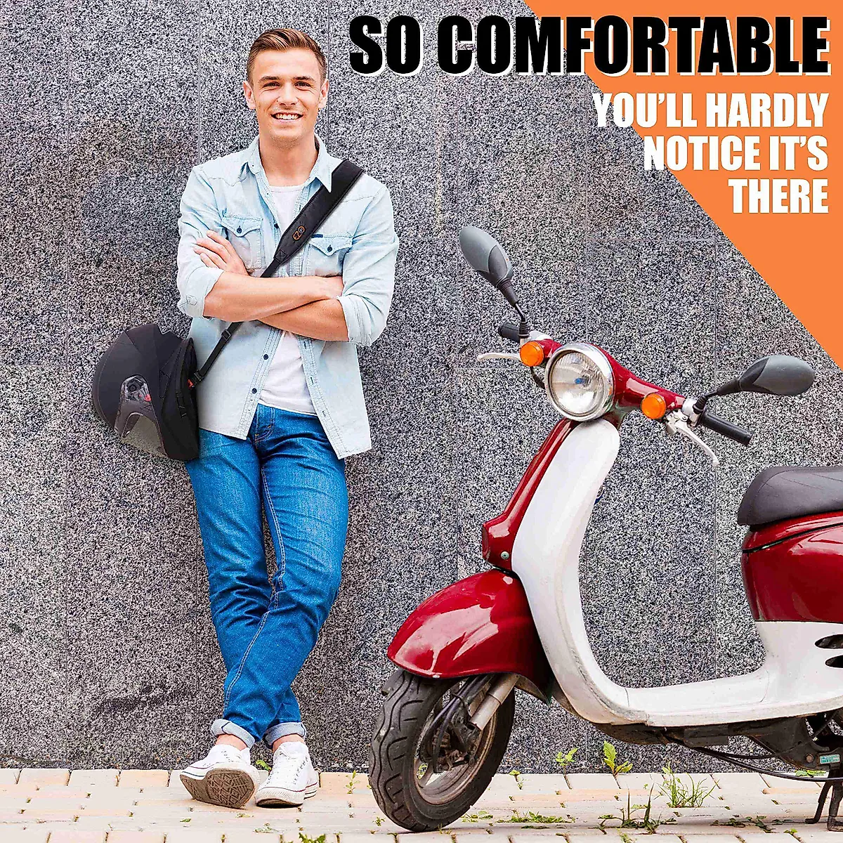 Motorcycle Helmet Carrier Strap - Hands-Free, Motorbike Accessory. Convenient, Lightweight and Comfortable Alternative to Helmet Bag. A Perfect Biker Gift for Men and Women. by EZ-GO (Black Strap)