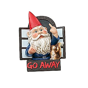 Kuti Cute and Funny Garden Gnomes Grumpy Gnomes Statue Garden Sculpture Gnomes Outdoor Fun Lawn Gnomes Decoration Fairy Garden Decorative Wall Panels (Go Away)