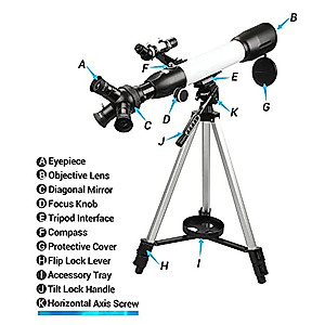 Telescope,20X-167X HD Telescop 60mm Aperture 500mm AZ Mount Astronomical Refracting Telescope Adjustable Portable Telescopes with Adjustable Tripod, Phone Adapter, Nylon Bag…