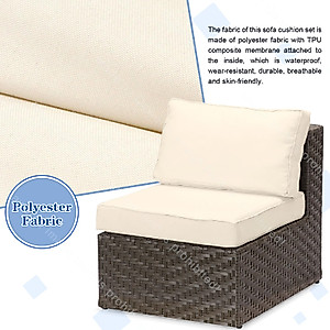 Qaworci Outdoor Deep Seat Cushion Set, Deep Seat Cushion Set with Removable Cover, Outdoor Deep Seat Cushions for Patio Furniture, Water-Resistant Patio Furniture Seat Cushions (Beige)