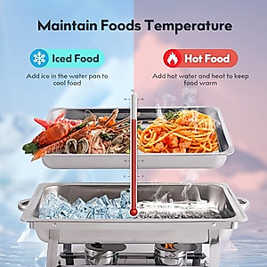 4 Pack 8QT Chafing Dish Buffet Set with 2 Full Size, 2 Half Size, 3 1/3 Size Food Pans, Stainless Steel Buffet Chafers Catering Food Warmers for Party/Buffet/Wedding/Banquet/Catering Events