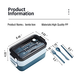 PUOENFGR Bento Lunch Box,Japanese-Style Large Capacity Double Layer stacking,Microwave Can Be Used,Comes with Three-Piece Cutlery Set,Adults Love It,Great for Camping,Work (Pink)